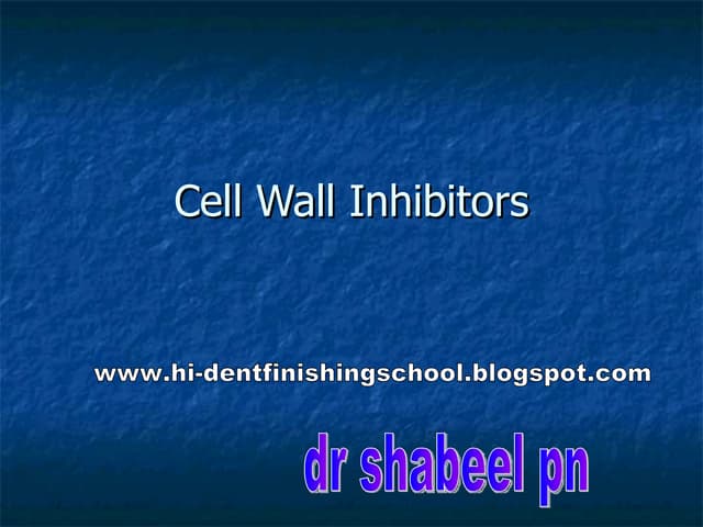 2.ANTIBIOTIC (CELL WALL INHIBITORS) | PPT