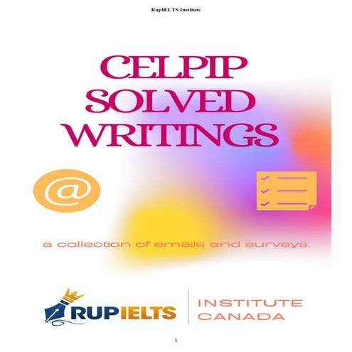 Celpip solved writings | PDF | Educational Assessment | Education