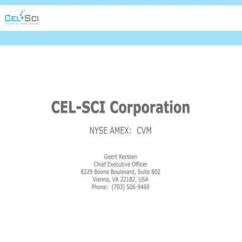 Cel-Sci Investors Presentation | PPT