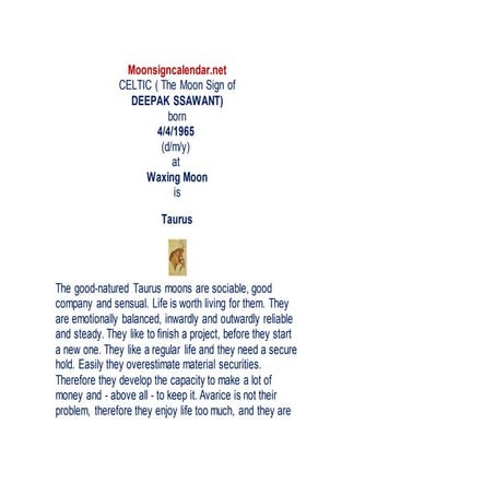 Celtic moon sign calculator | PPT