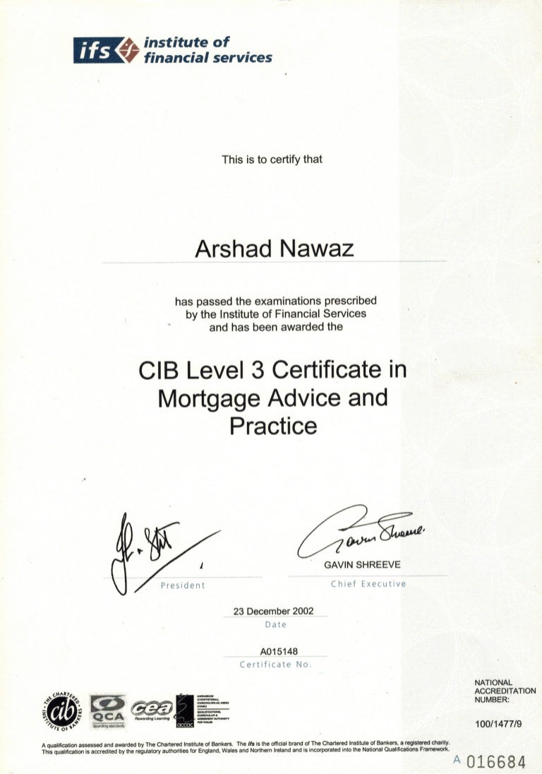 Cemap certificate 1