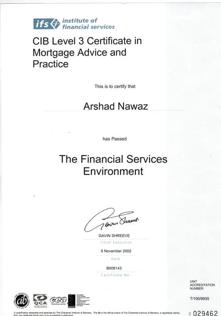 Cemap certificate 1 | PDF | Home Financing | Personal Debt