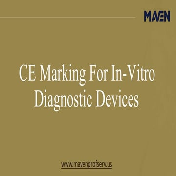 CE Marking For In-Vitro Diagnostic Devices | PPTX
