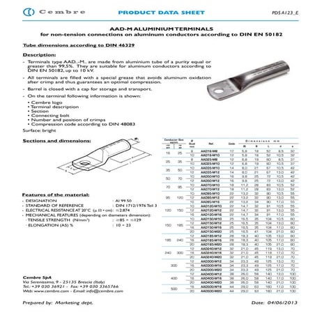 Cembre AAD-M Datasheet | PDF