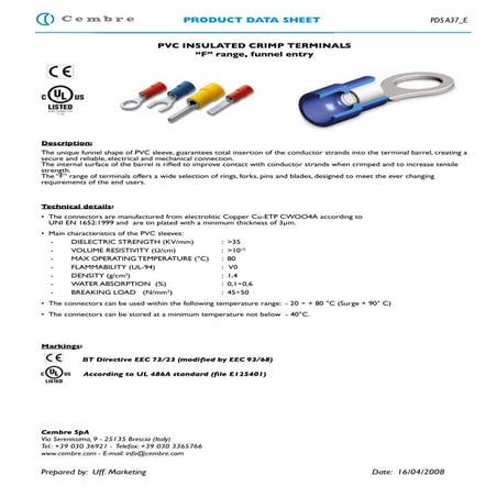 Cembre Single Hole Crimp Lugs | PDF