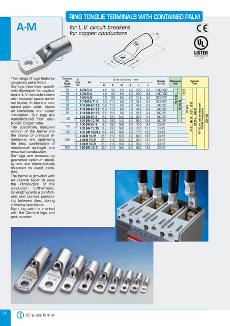 Cembre Cable Lugs HV - Cembre 2A Copper Cable Lugs | PDF