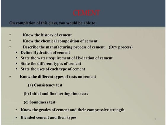 Powerpoint presentation on CEMENT {PPT} | PPT