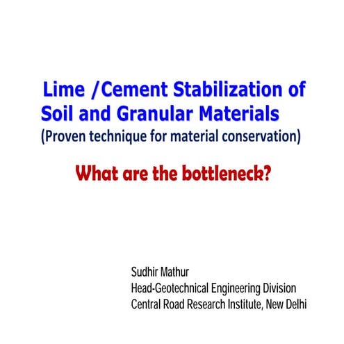cement lime stabilization IS A GOOD PRACTICE | PDF