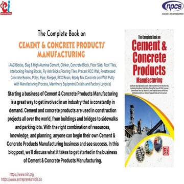 The Complete Book on Cement & Concrete Products Manufacturing | PPTX