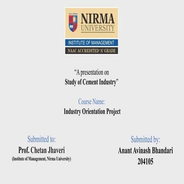 Cement industry ppt | PDF