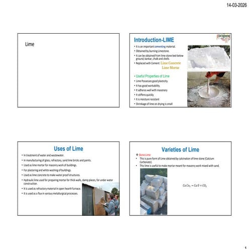 Lime - Classification, Properties, Uses | PPTX