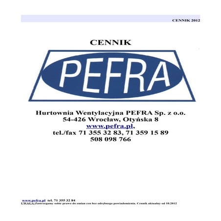 Cennik pefra 2012 | PDF