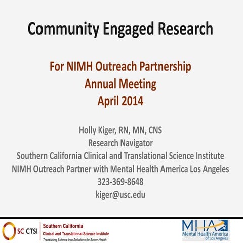 Community Engaged Research for NIMH Outreach Partnership | PPTX