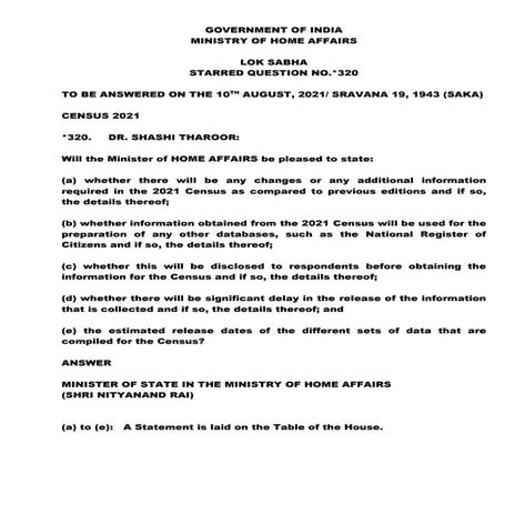 Census 2021 aug 10 | PDF