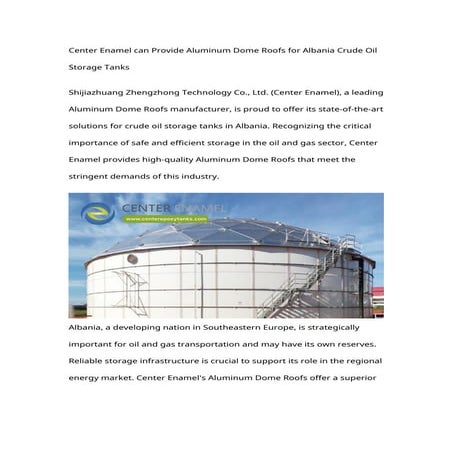 Center Enamel can Provide Aluminum Dome Roofs for Albania Crude Oil ...