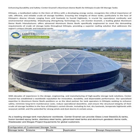Center Enamel can Provide Aluminum Dome Roofs for Ethiopia Crude Oil ...