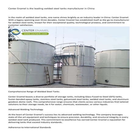 Center Enamel is the leading welded steel tanks manufacturer in China.docx