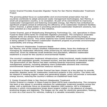 Center Enamel Provides Anaerobic Digester Tanks For Sweden Wastewater ...