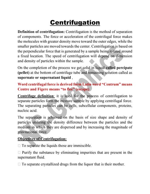 centrifuge | PPTX | Chemistry | Science
