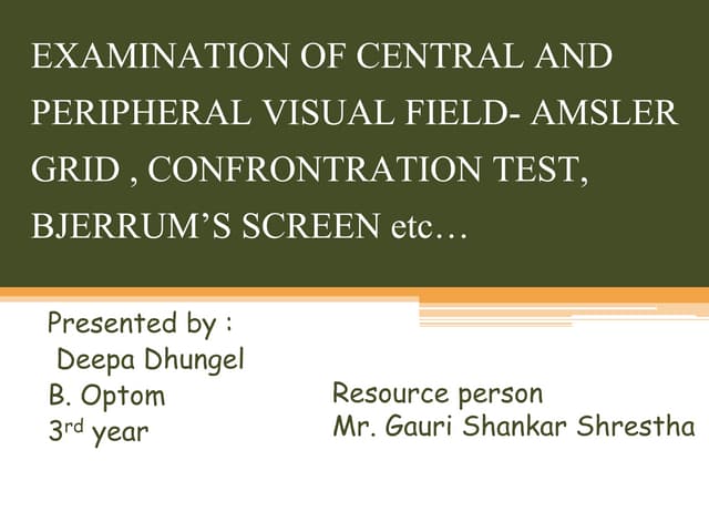 Visual field defects | PPTX