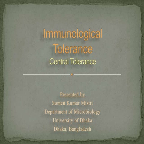 Central immunological tolerance | PPTX