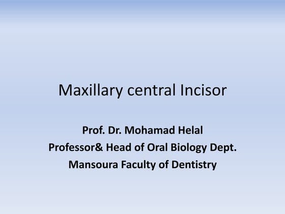 Permanent Mandibular Central Incisor | PPTX | Dental Health | Diseases ...