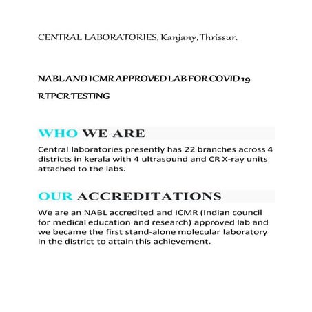 Central laboratories | DOCX | Medical Tests | Medical Health