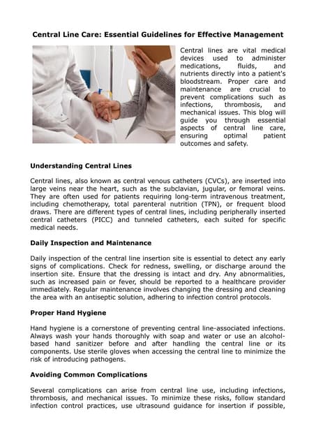 Central Line Care Procedures | PPTX