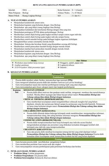 Format RPP Kurikulum 2013 | PDF
