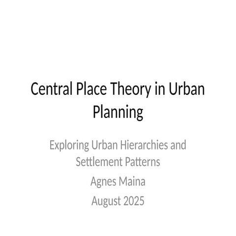 Central Place Theory Powerpoint Presentation | PPTX