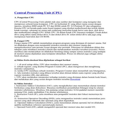 Materi 5 Cpu Central Processing Unit Mhs Tik Pptx