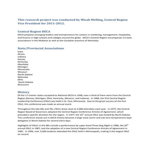 Overview of Central Region DECA | PDF