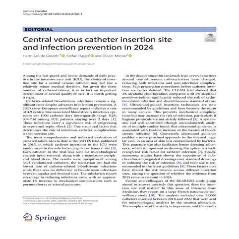 Central venous catheter insertion site and infection prevention in 2024.pdf