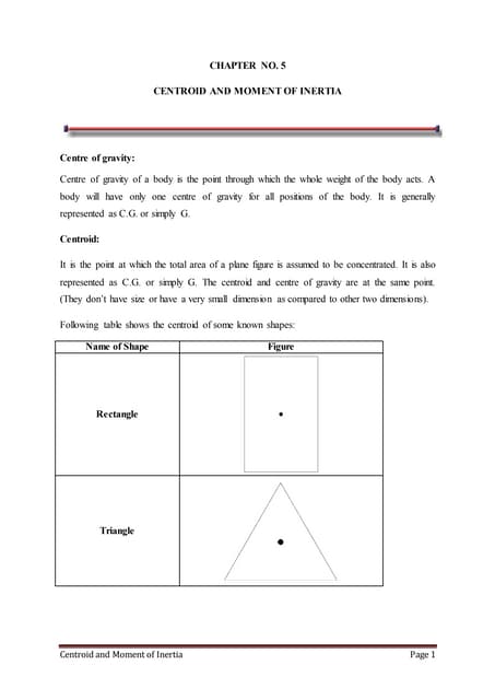 Centroid & moi table | DOCX