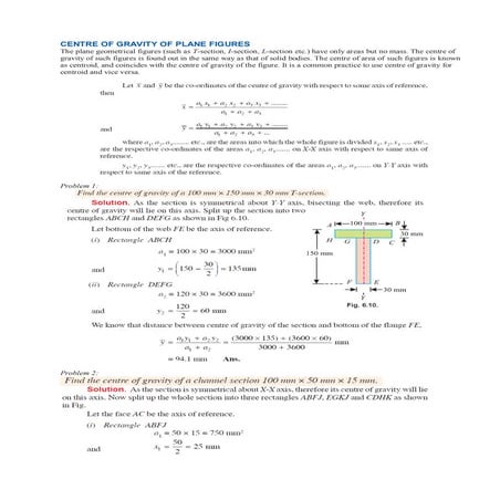 Centre of gravity of plane figures | PDF
