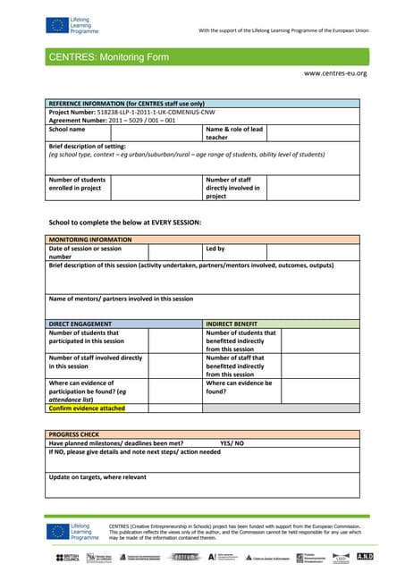 Centres evaluation report template | PDF