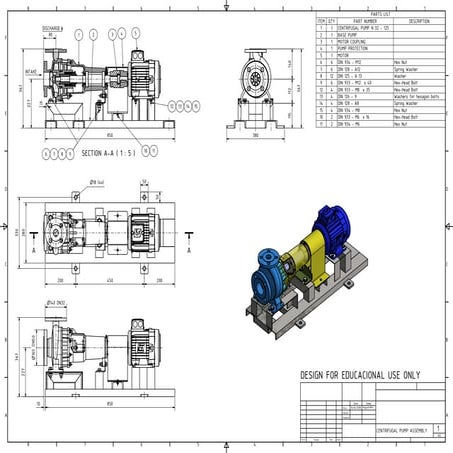 planos de una Bomba centrifuga en solidworks | PDF