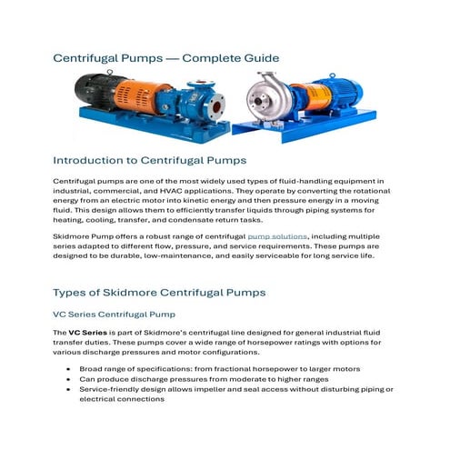 Centrifugal Pumps — Complete Guide Introduction to Centrifugal Pumps | PDF