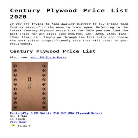 Century Plywood Price List 2020 PDF | PDF