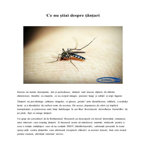 Ce nu stiai despre tantari | DOCX