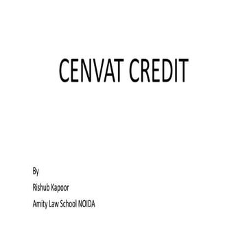 Cenvat credit | PPTX