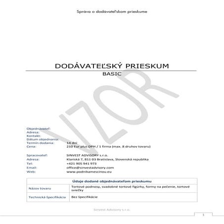 Ceny a obsah dodávateľského prieskumu | PDF