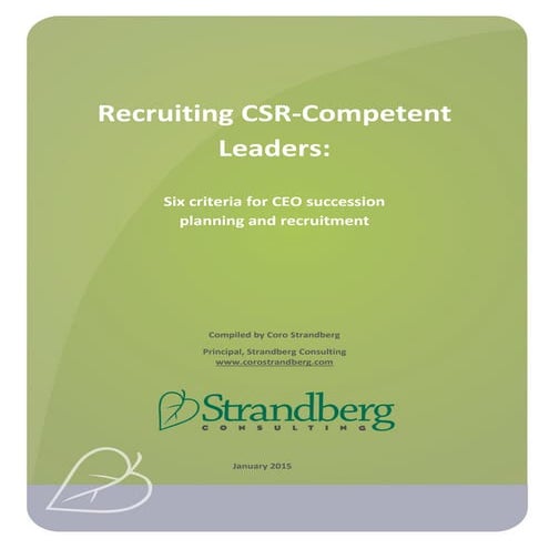 Recruiting CSR-Competent Leaders: Six criteria for CEO succession ...