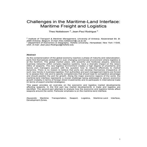 Challenges in the Maritime-Land Interface: Maritime Freight and ...