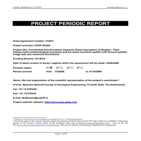 CEOP-AEGIS Periodic Report #1 | PDF