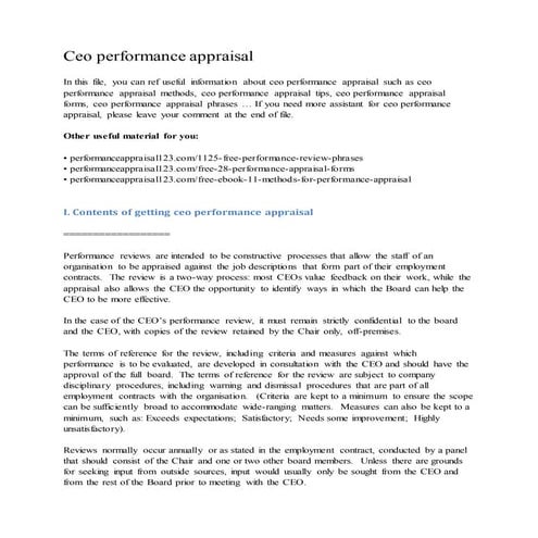 Ceo performance appraisal | PDF