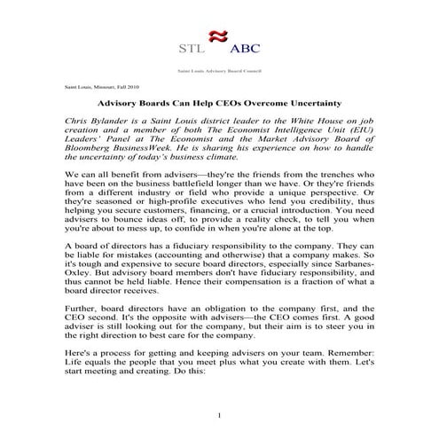 Advisory Board Profile 2008 | DOC