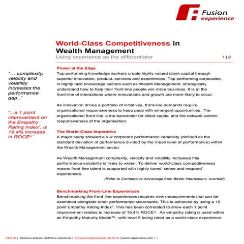 Customer Experience in Wealth Management | PDF