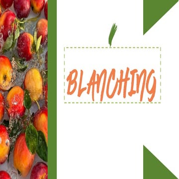 Blanching and new emerging techniques in food | PPT
