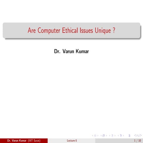 Are Computer Ethical Issues Unique ? | PDF